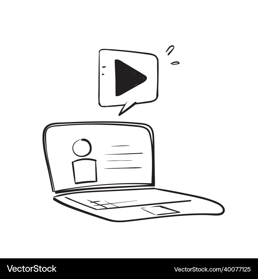 Hand drawn doodle live streaming icon Royalty Free Vector