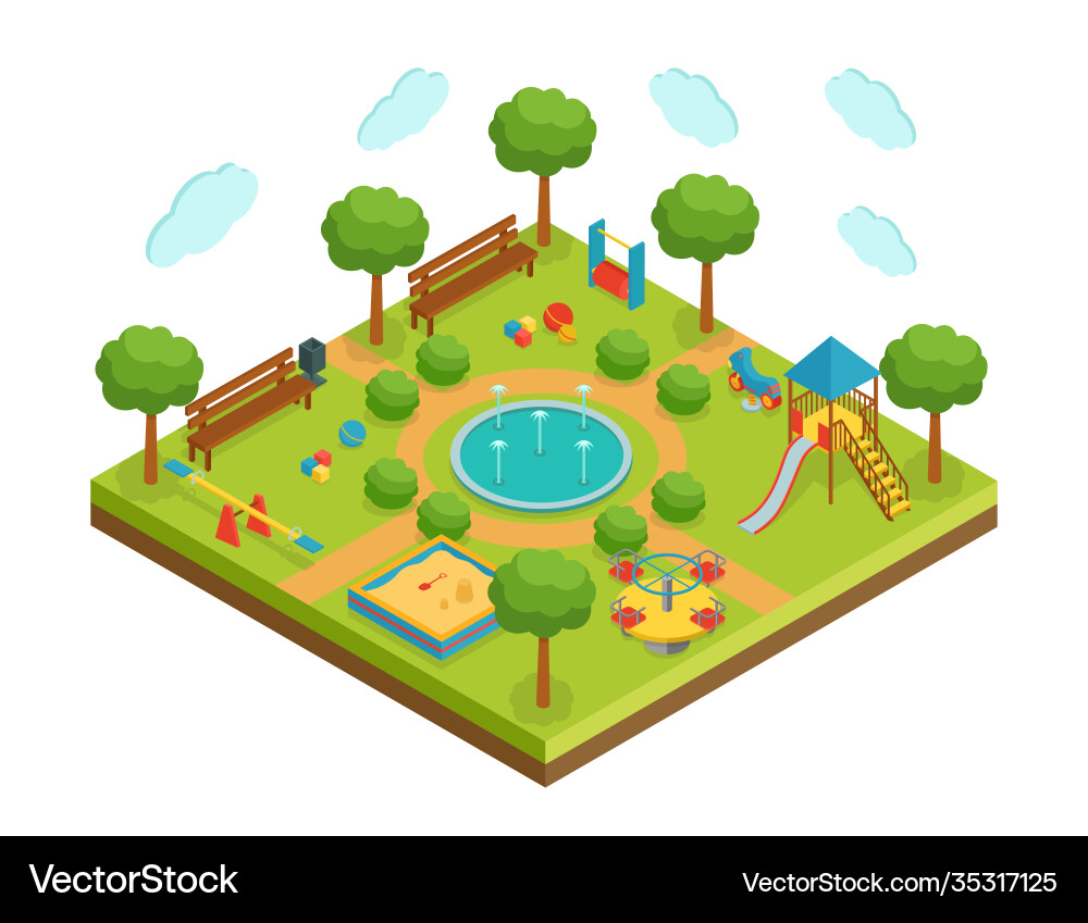 Isometric Kids Playground Scene Royalty Free Vector Image
