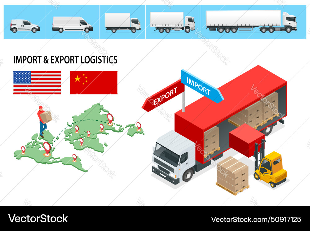 Isometric shipping logistic systems cargo Vector Image
