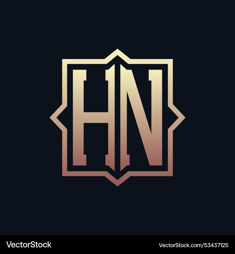 Luxury initial hn monogram logo design elegant Vector Image