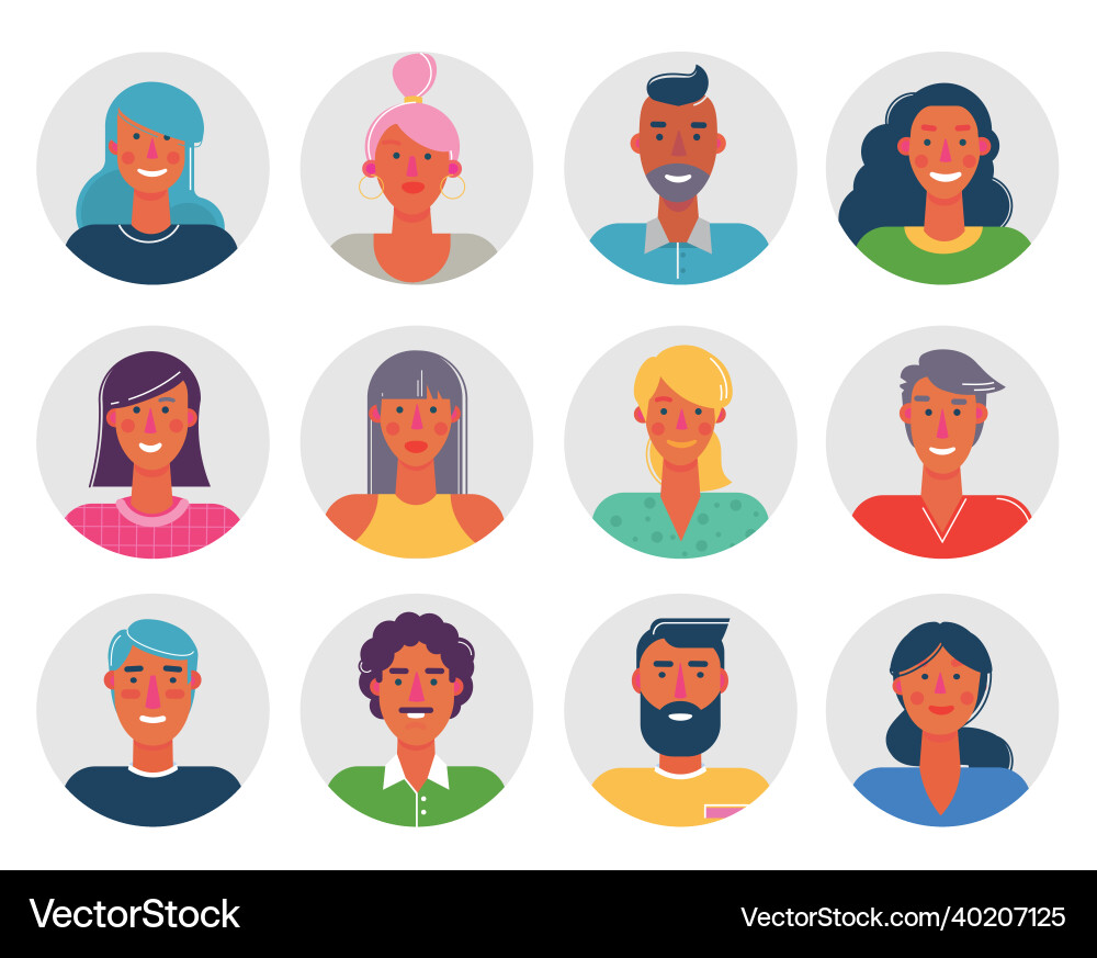 Material cartoon avatars trendy characters Vector Image