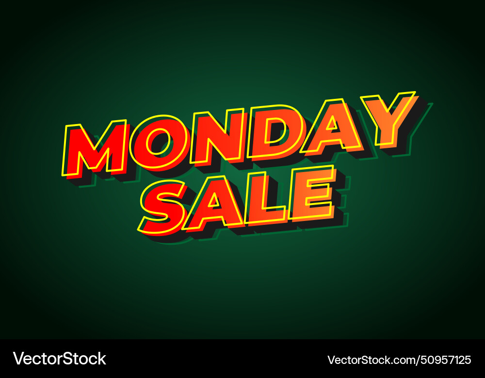 Monday sale text effect in 3d style with eye Vector Image