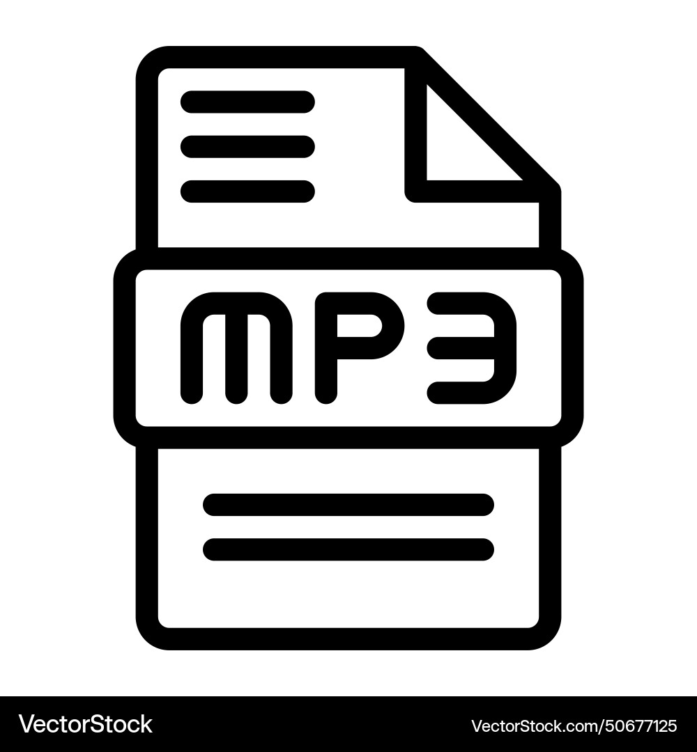 Mp3 file type icons audio extension icon outline Vector Image