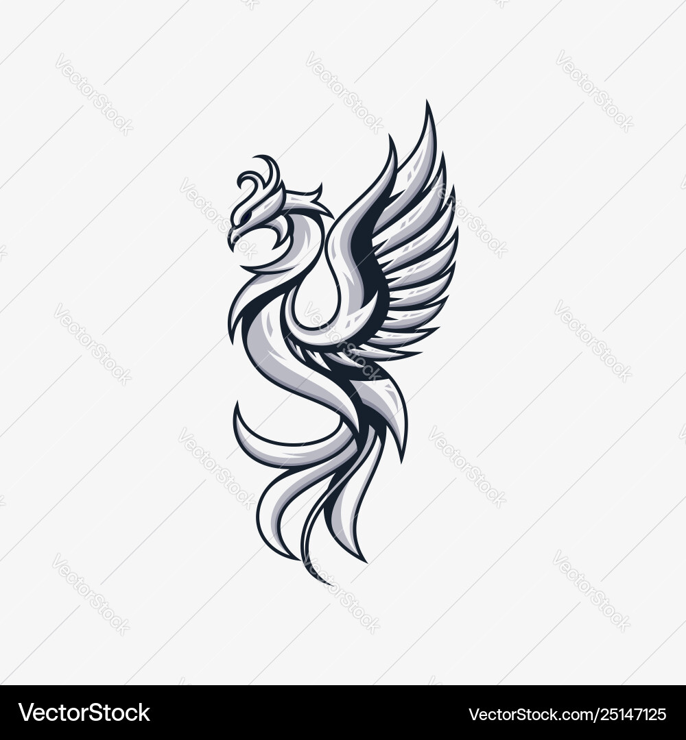 Phoenix line template Royalty Free Vector Image