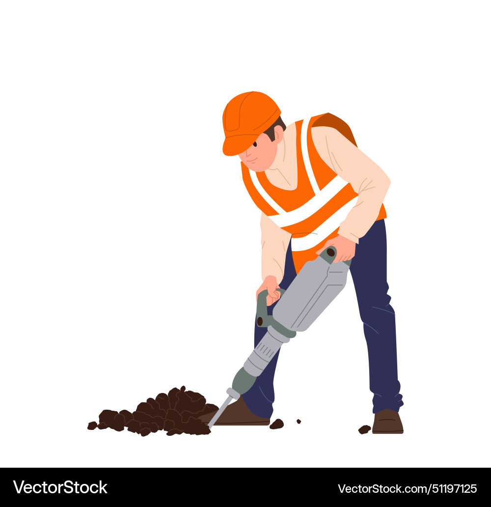Road worker cartoon character in uniform using Vector Image