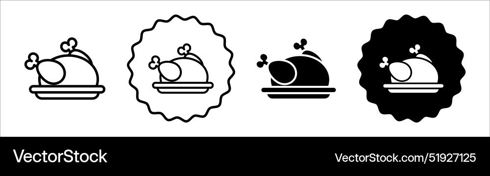 Roasted chicken turkey icon symbol set collection Vector Image