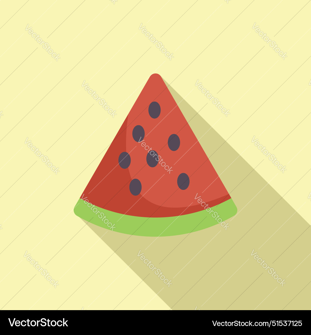 Simple red watermelon slice with long shadow Vector Image