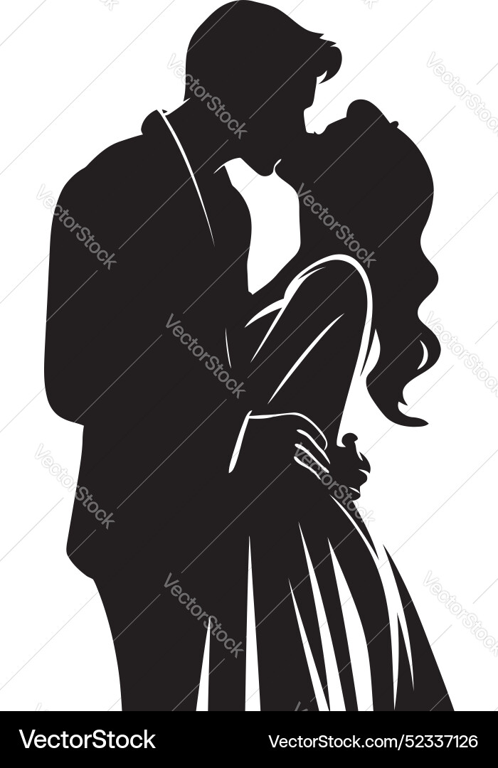 Blissful connection romantic silhouette emblem Vector Image