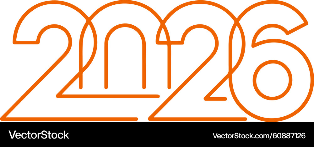 Bold Orange 2026 Year Outline – Royalty-Free Vector | VectorStock