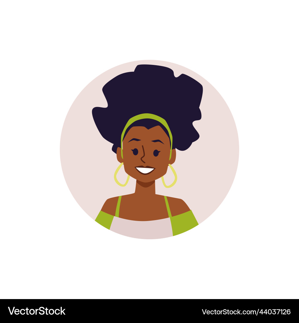 Circle avatar with smiling black woman flat Vector Image
