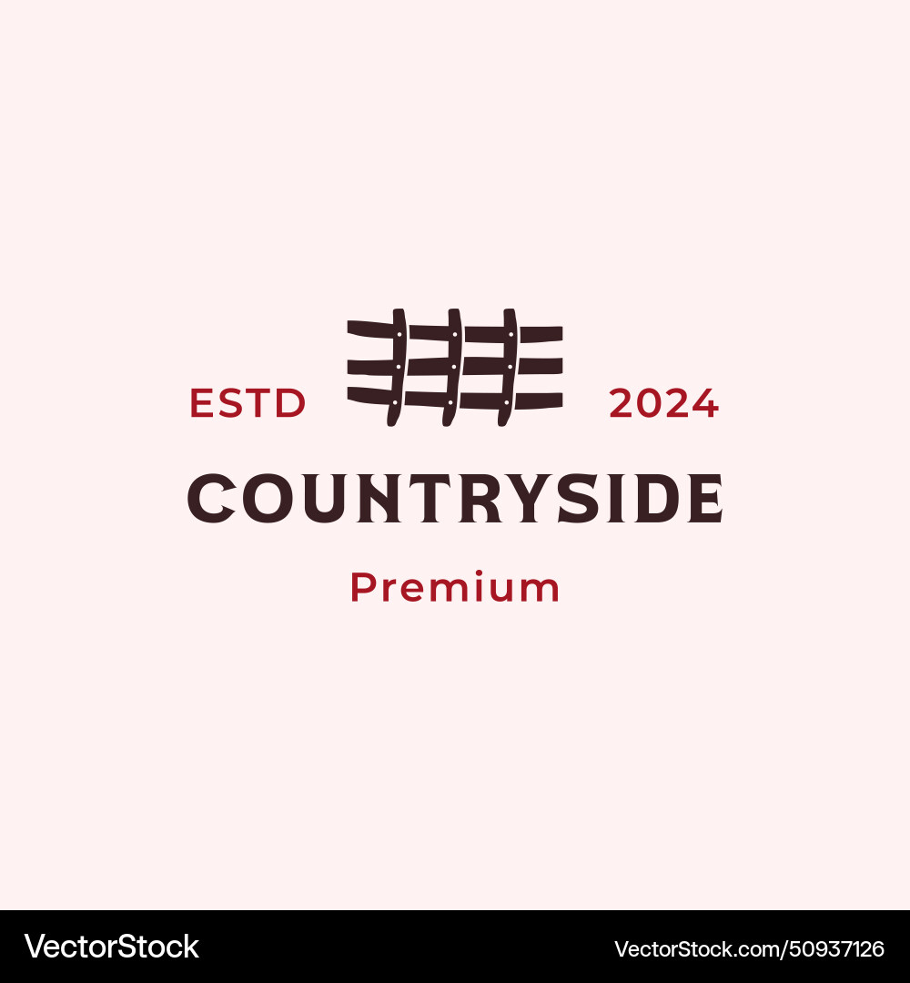 Countryside logo concept old fence Royalty Free Vector Image