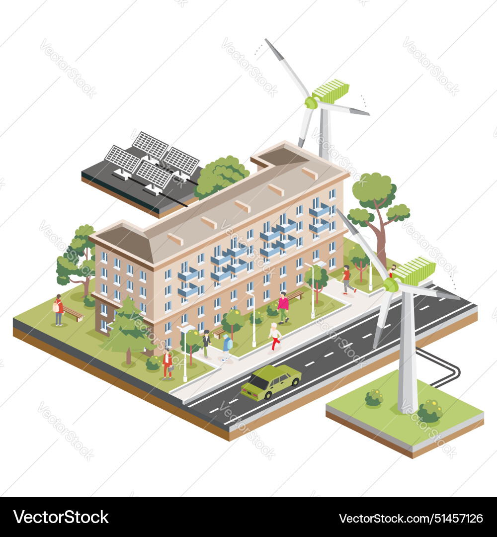 Isometric residential five storey building Vector Image