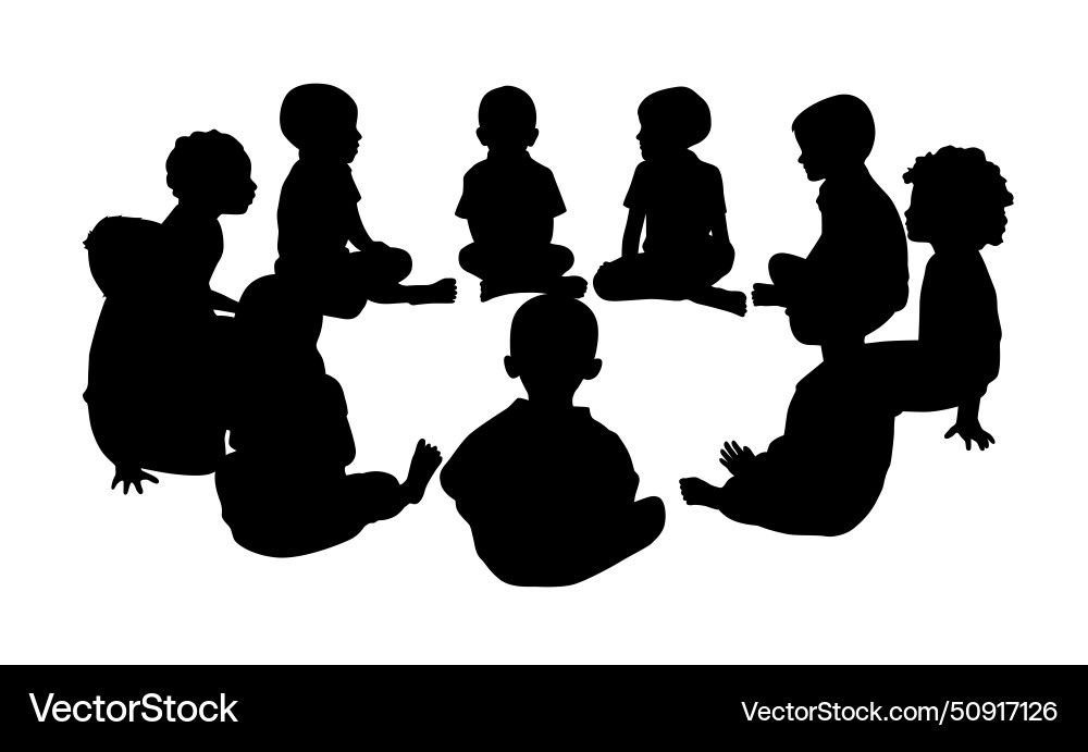 Kids sitting in circle play and talk together Vector Image