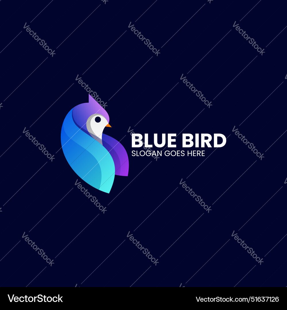 Logo blue bird gradient colorful style Royalty Free Vector