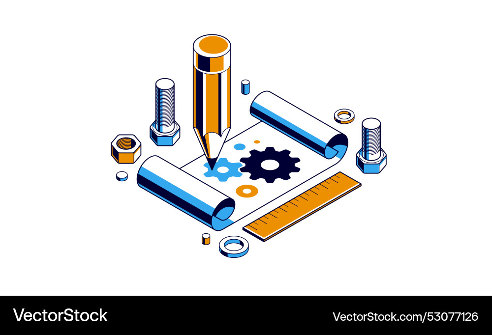 Mechanical engineering project concept engine Vector Image