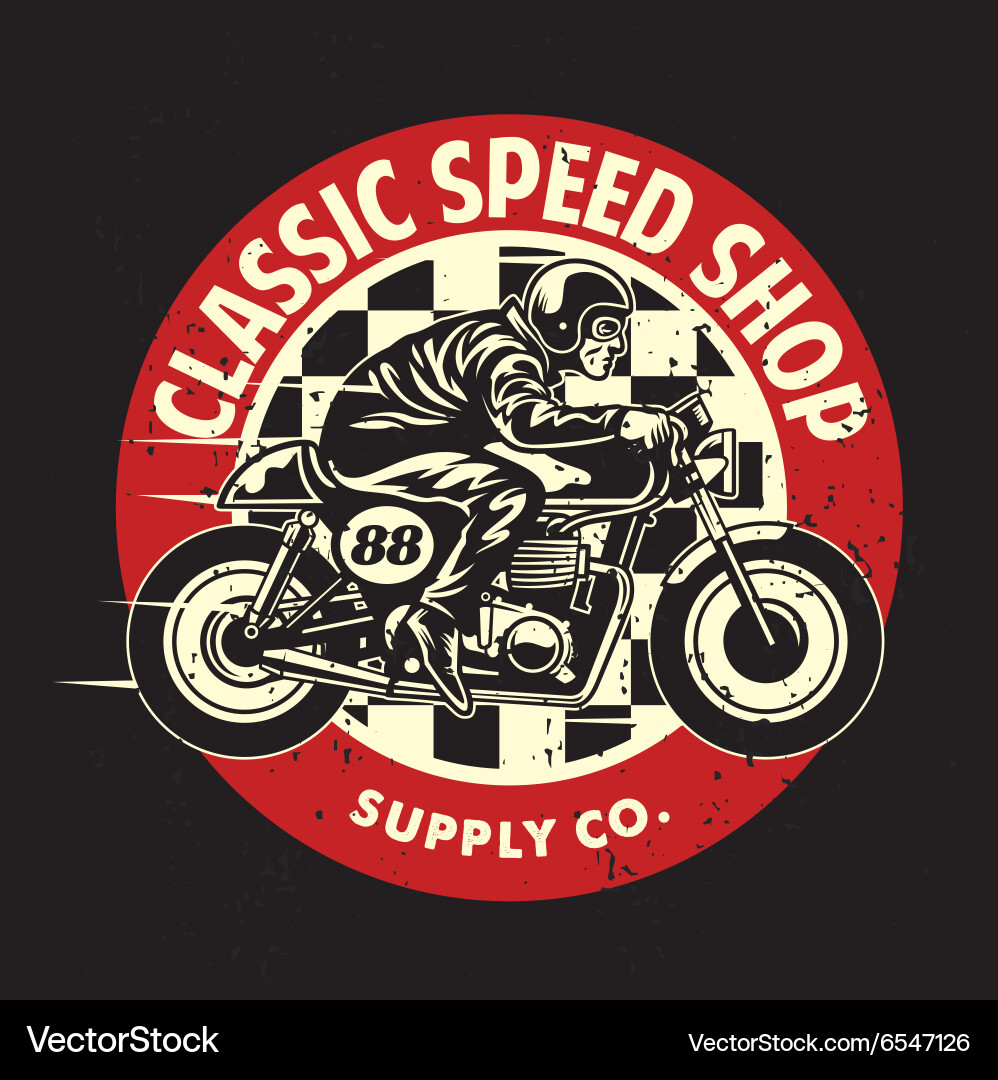 Motorcycle garage badge with the dirty texture Vector Image