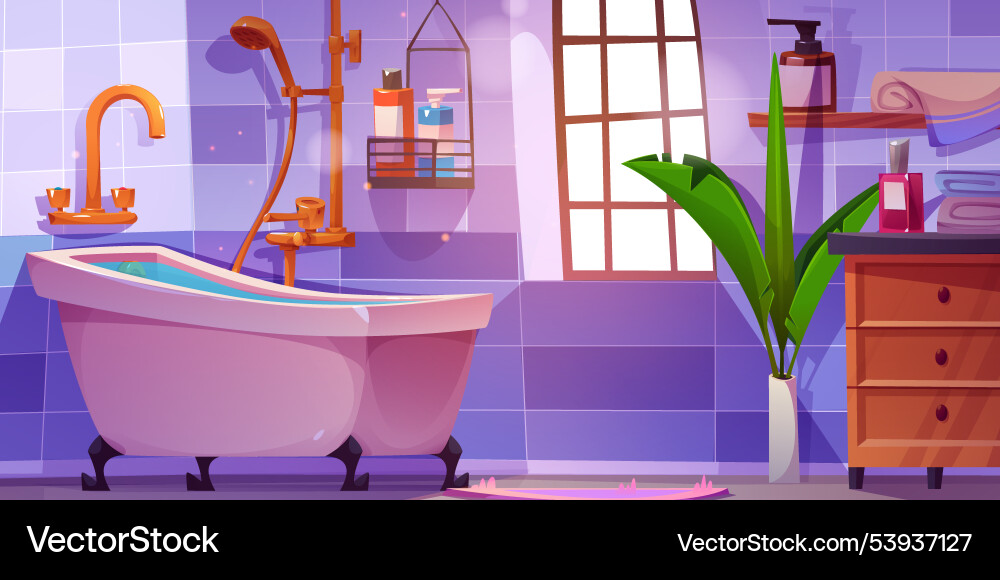 Bathroom interior with sink shower Royalty Free Vector Image