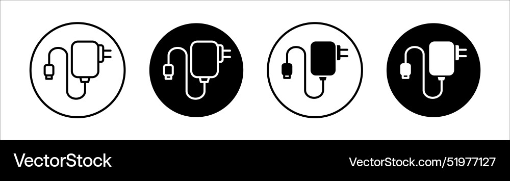 Charging Icon Set - Thin Line Royalty Free Vector Image