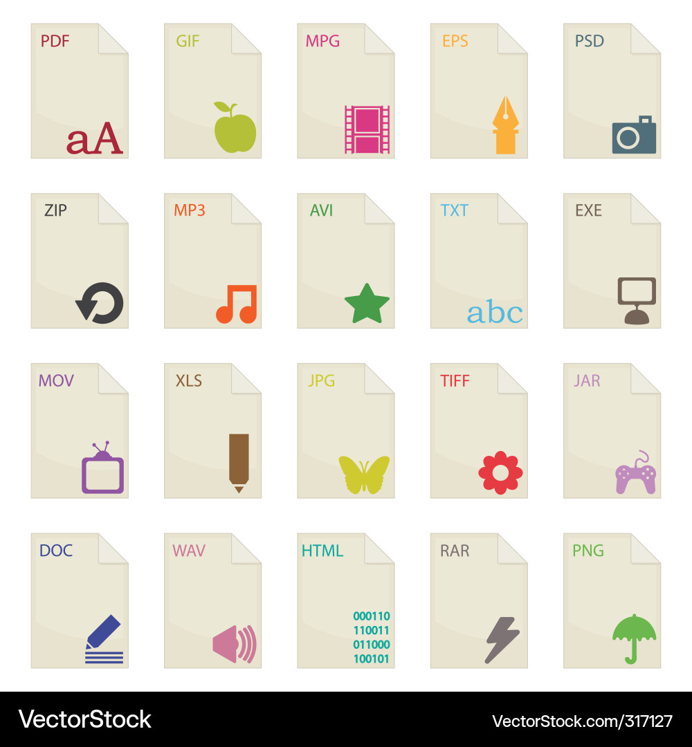 File extensions Royalty Free Vector Image - VectorStock