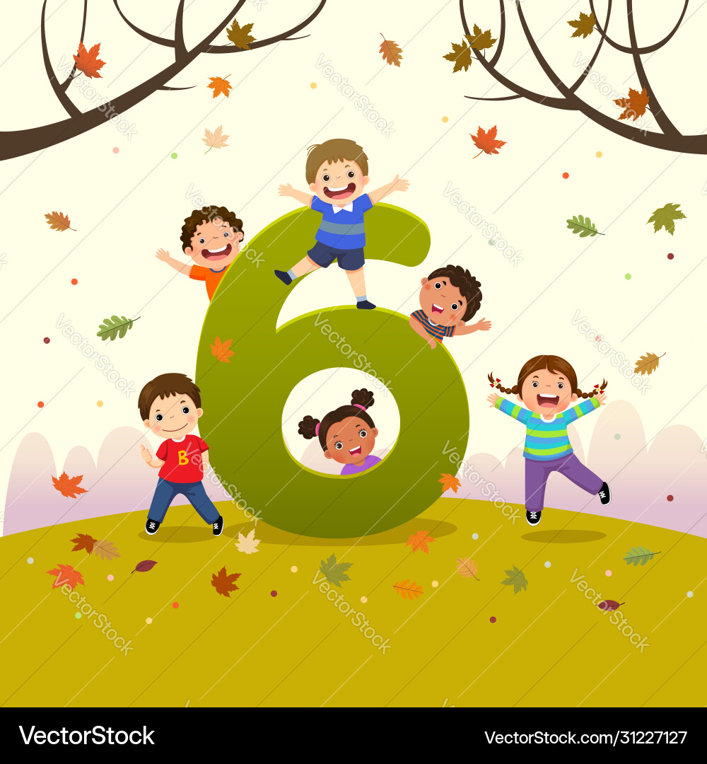 Flashcard for learning to counting number 6 Vector Image