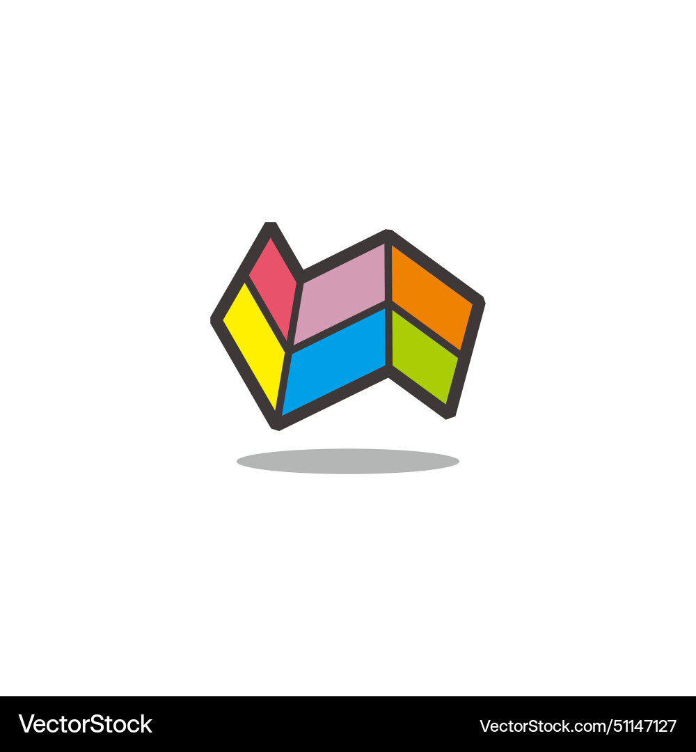 Folding tile mat colorful doodle logo Royalty Free Vector