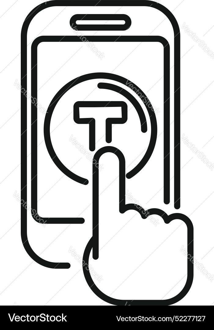 Hand holding smartphone tapping text icon online Vector Image