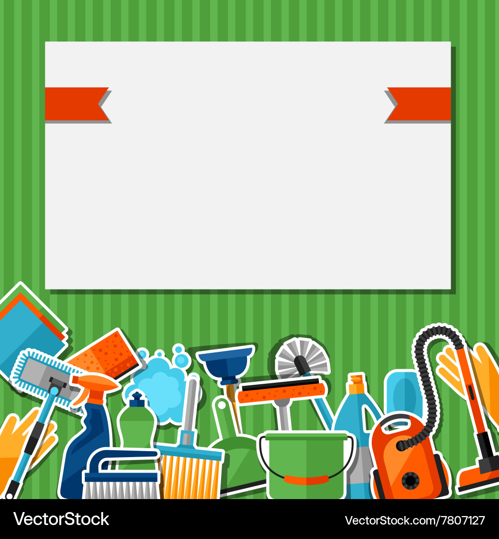 Housekeeping background with cleaning sticker Vector Image