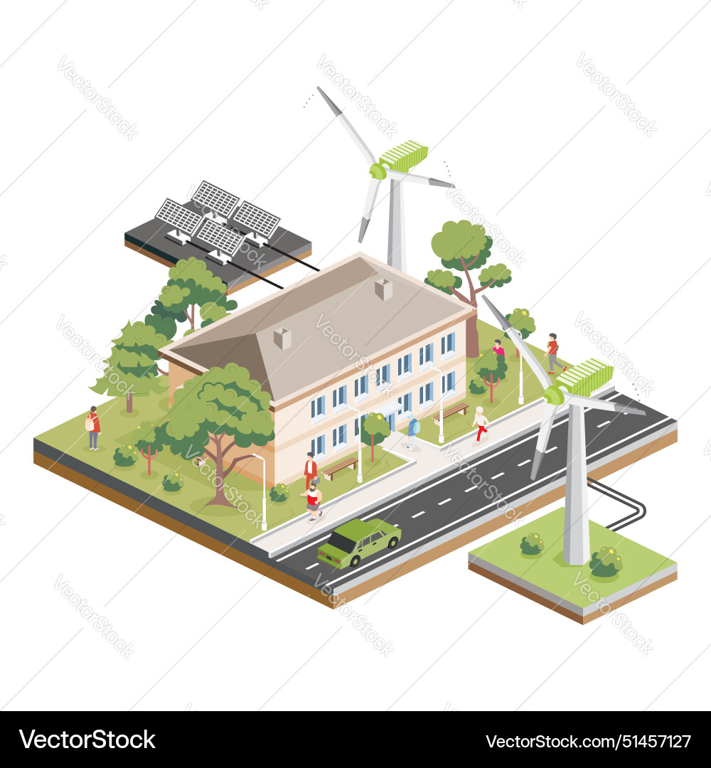 Isometric residential two storey building Vector Image