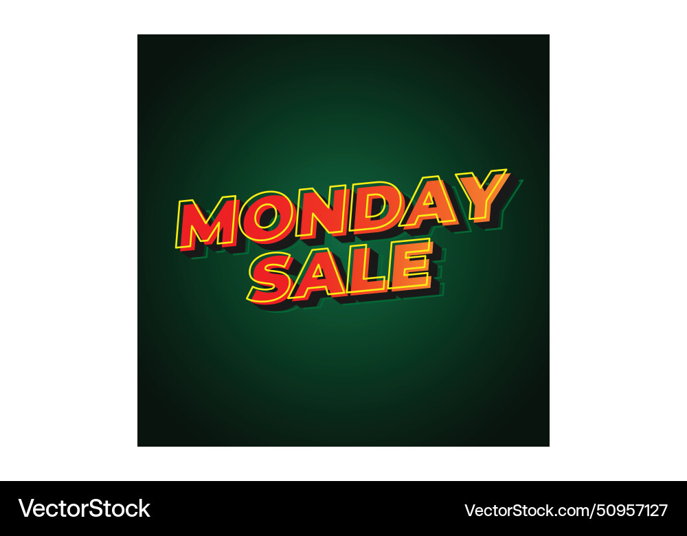Monday sale text effect in 3d style with eye Vector Image