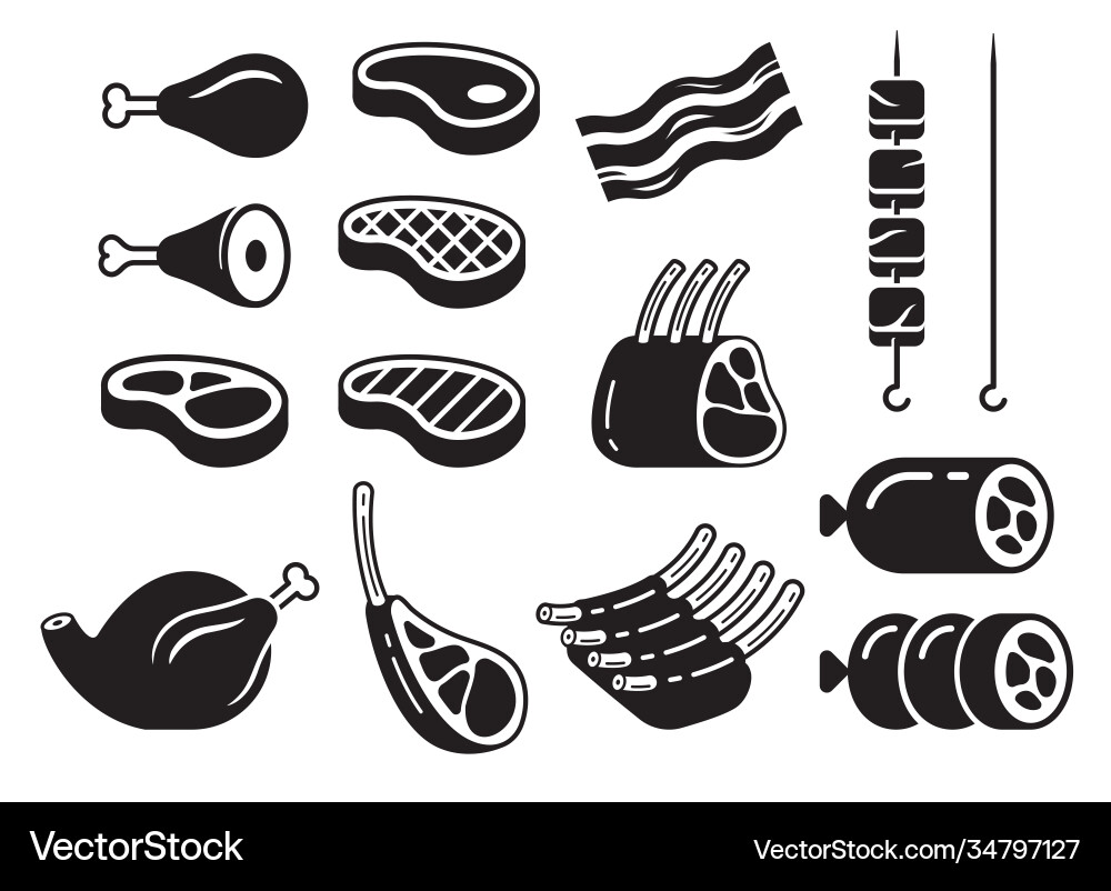 Steak icons set Royalty Free Vector Image - VectorStock
