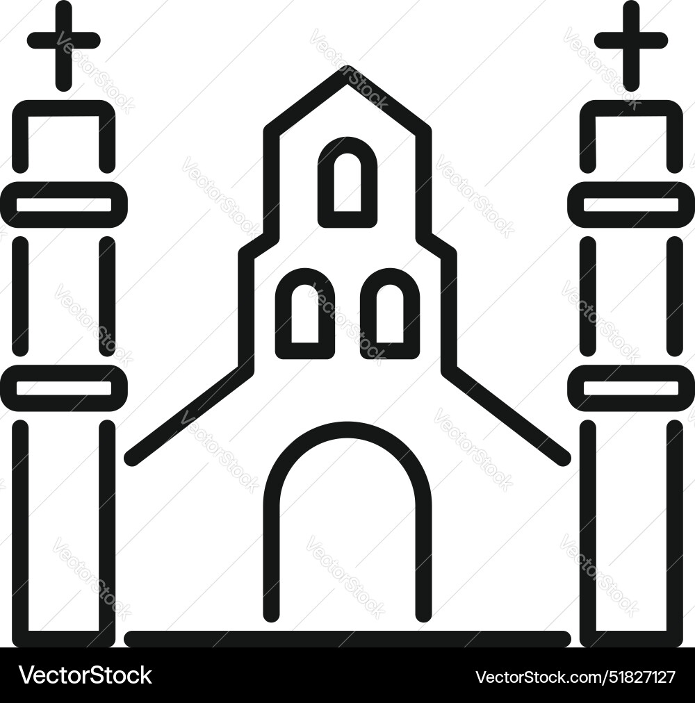 Traditional church building featuring two high Vector Image