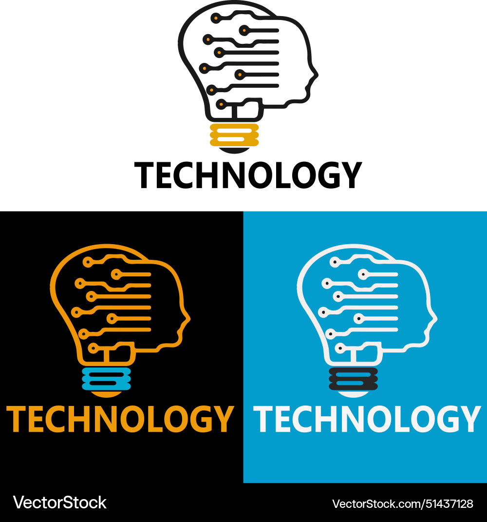Abstract technology light bulb logo template Vector Image