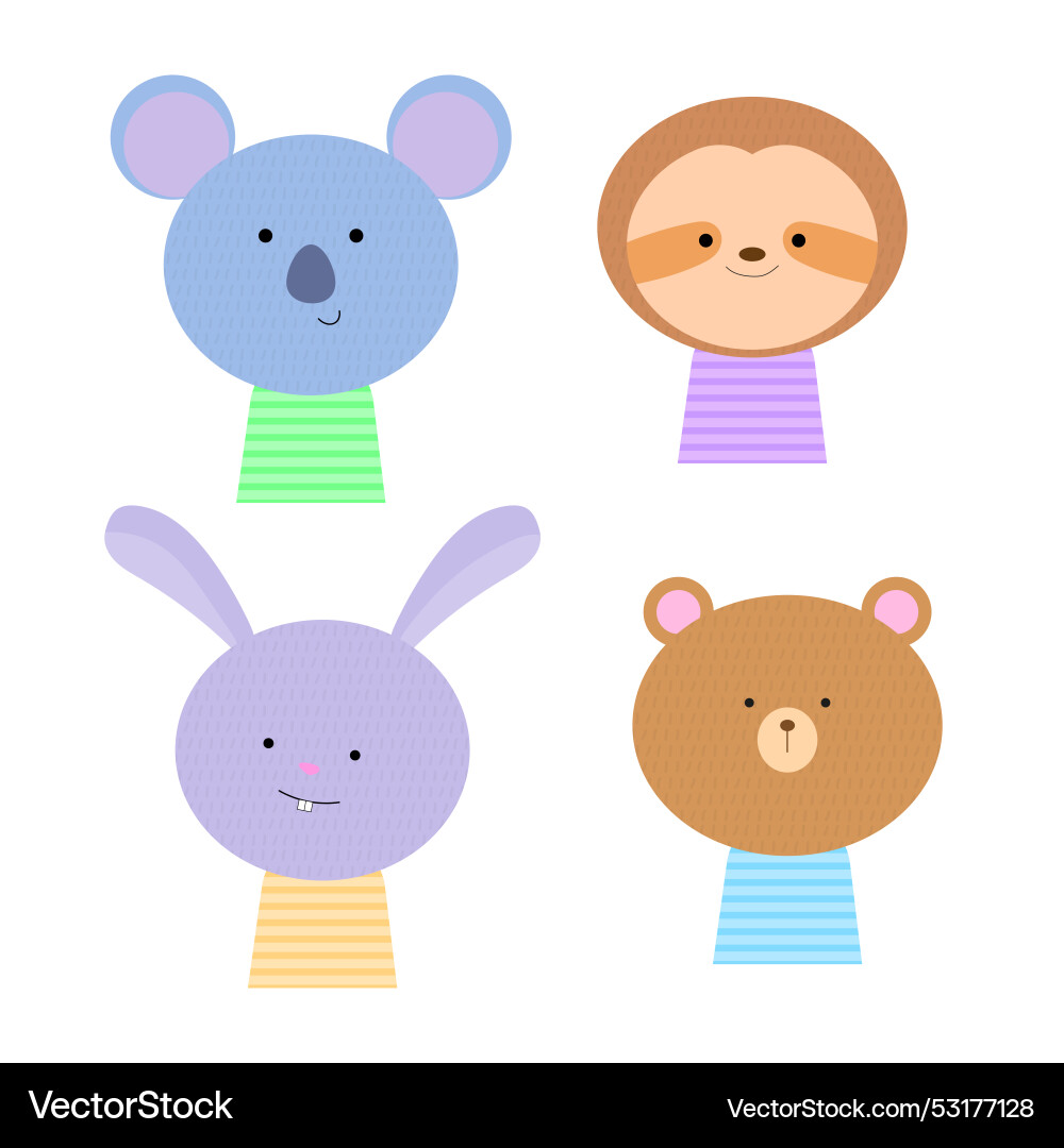 Cute wild animals set including stock image Vector Image