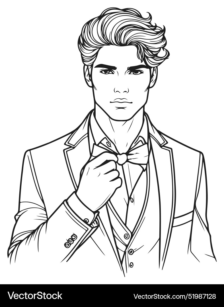 Man boy and husband line art drawing design Vector Image