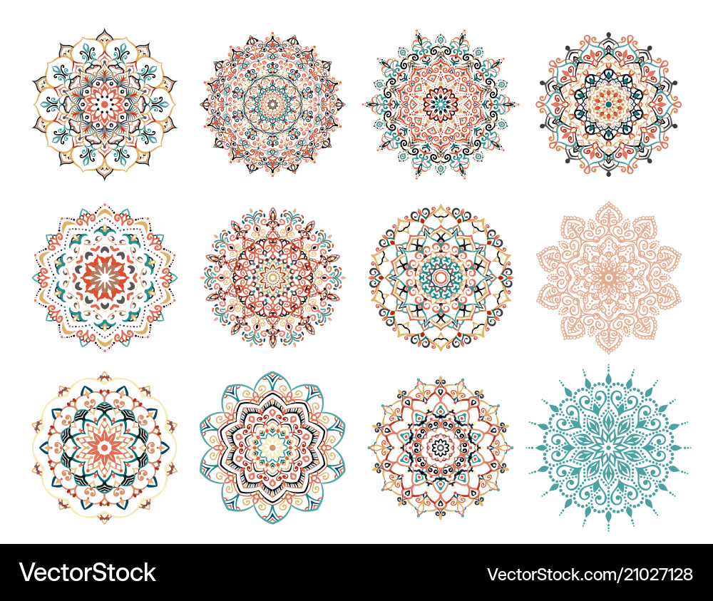 Mandala design elements collection Royalty Free Vector Image