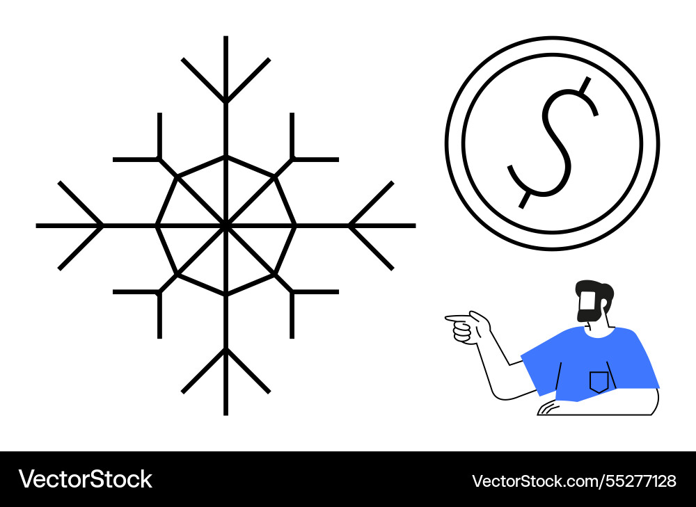 Minimalist winter theme with snowflake currency Vector Image