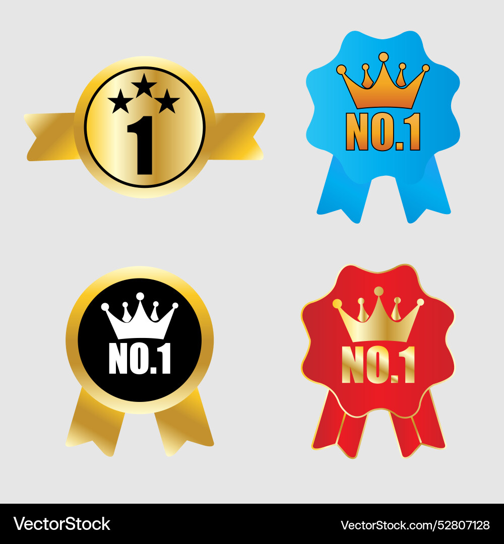 No 1 text badge design Royalty Free Vector Image