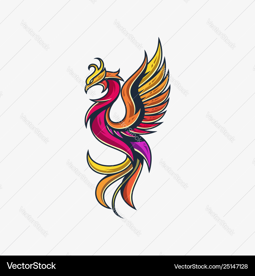 Phoenix line design template Royalty Free Vector Image