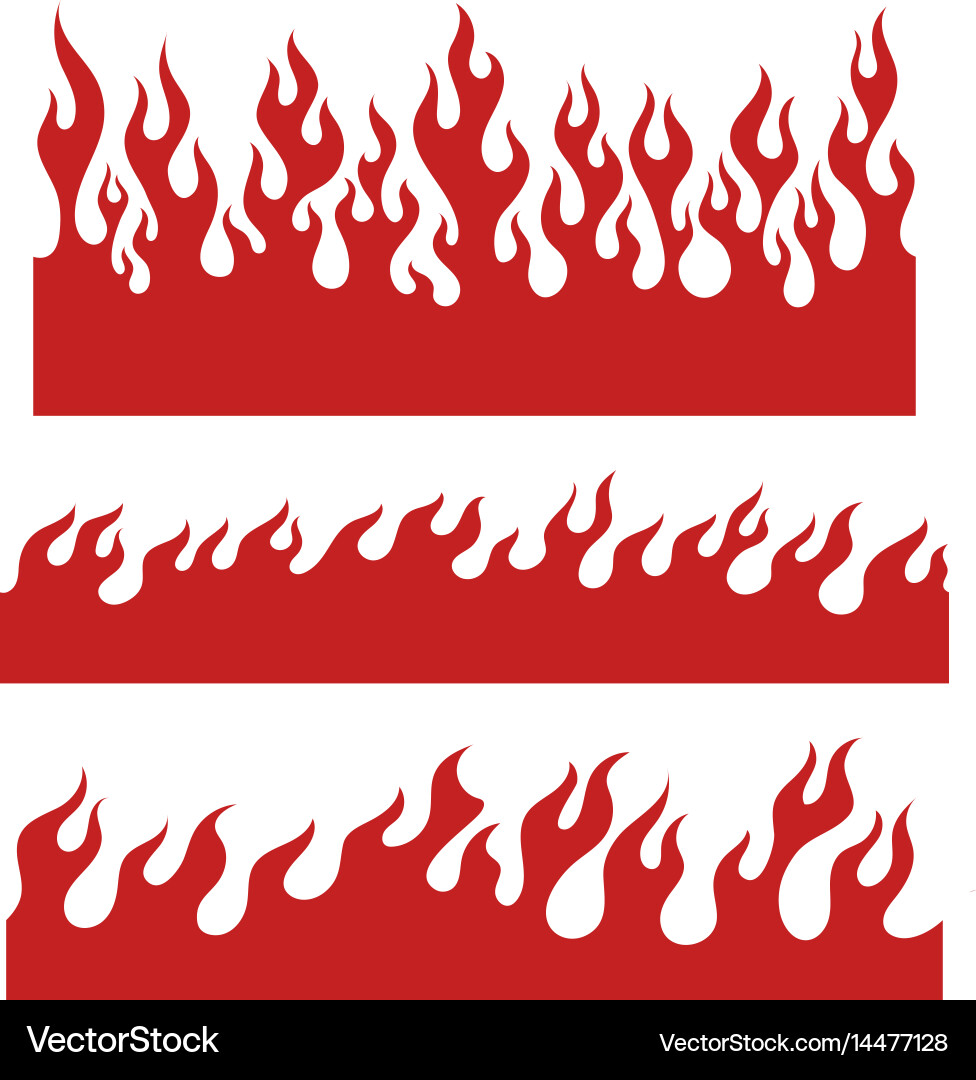 Red flame elements for the endless border Vector Image