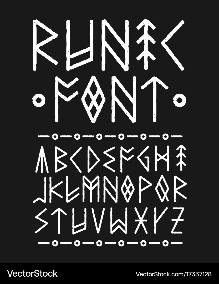 Runic hand drawn font ink brush Royalty Free Vector Image