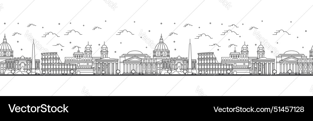 Seamless pattern with outline rome italy city Vector Image