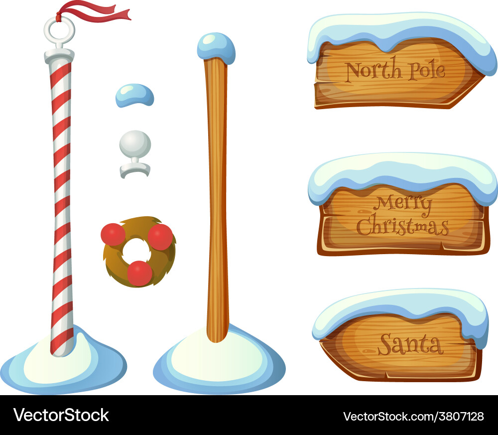 Wooden sign post elements Royalty Free Vector Image