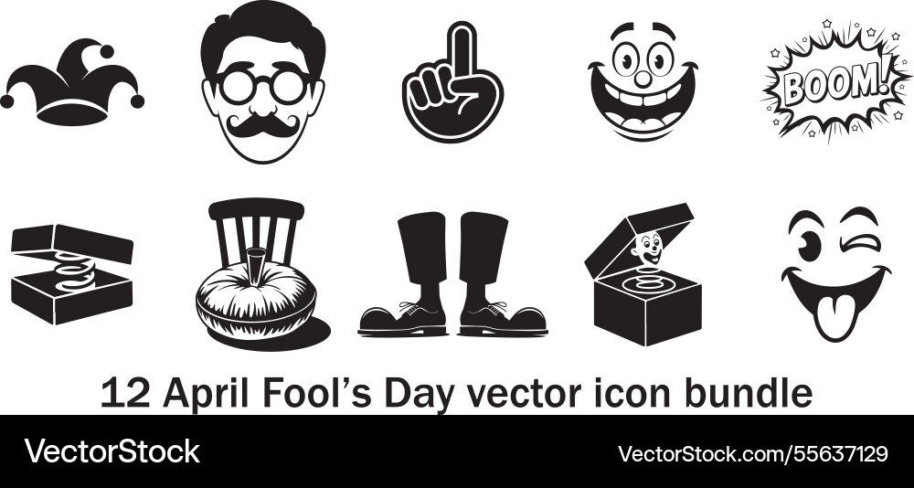 April fools day icons prank jester joke Royalty Free Vector