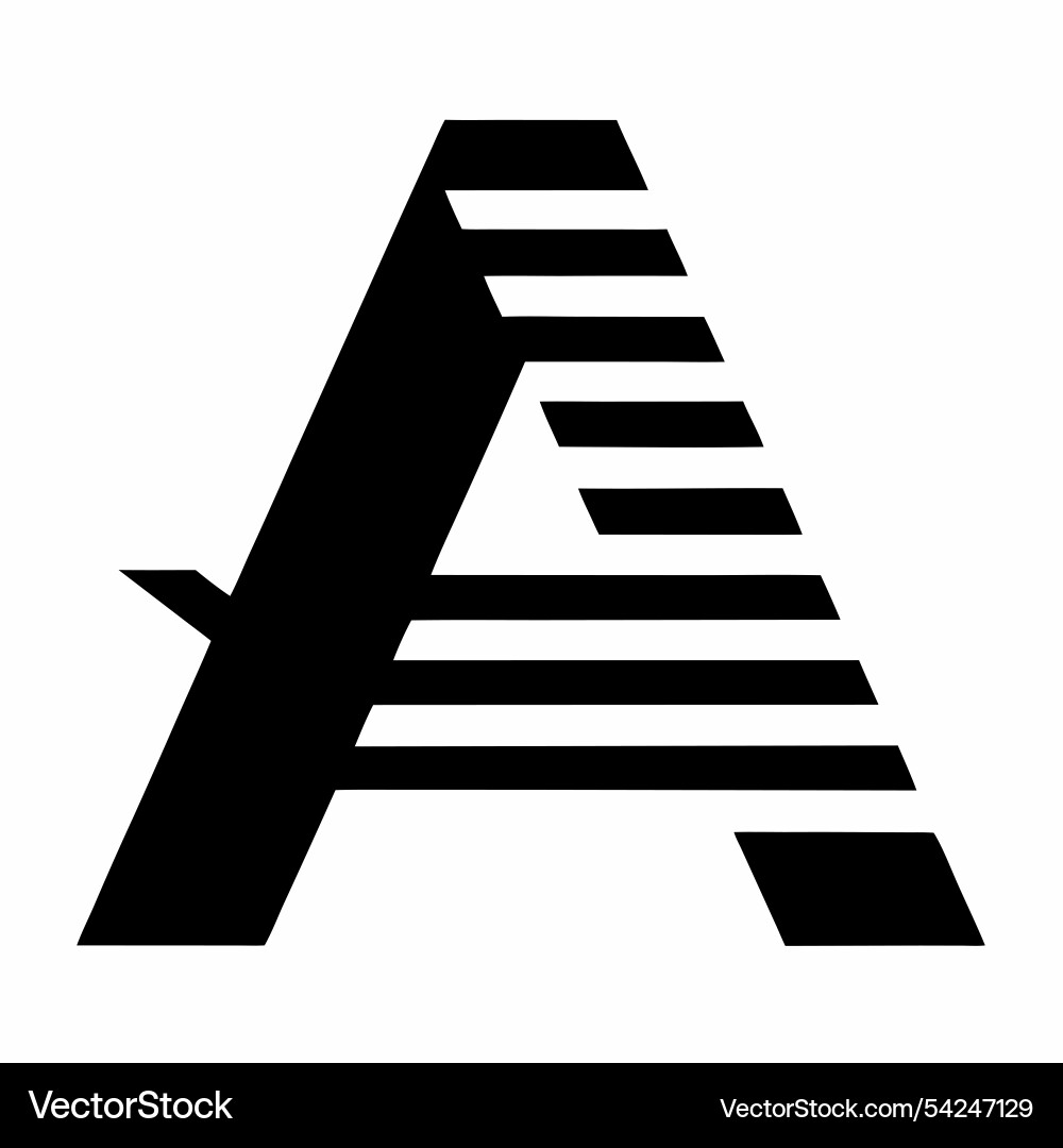 Black abstract letter a icon with horizontal strip