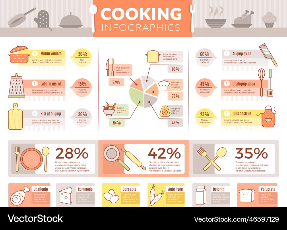 Cooking infographic symbols graphs and charts Vector Image