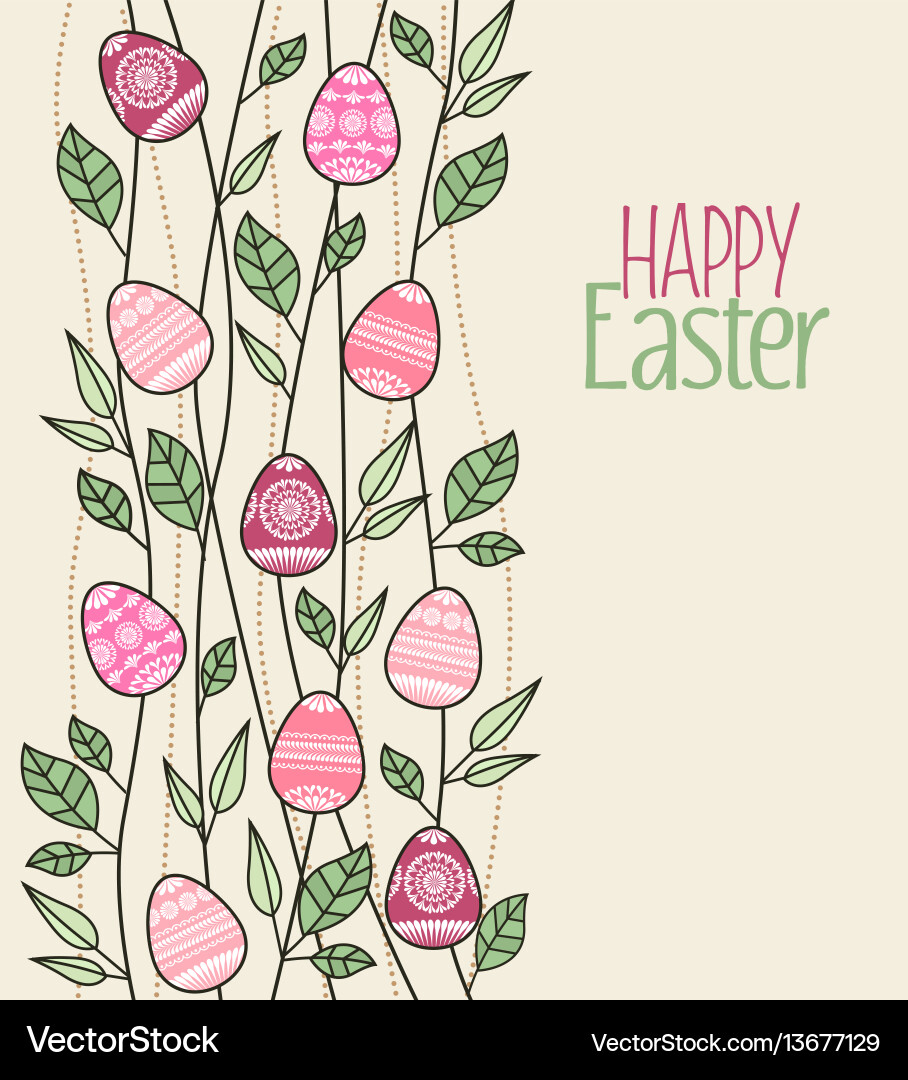 Easter Branch with Eggs Royalty Free Vector Image