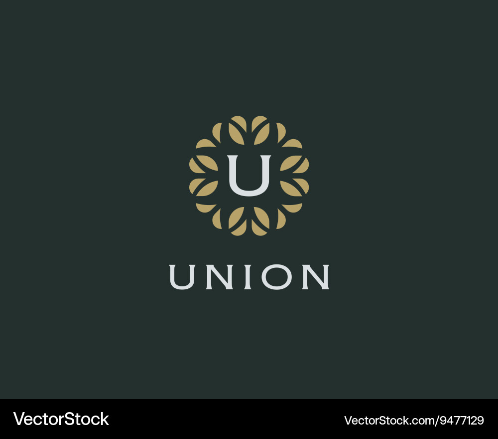Elegant Monogram U Logo - Gold Leaf Royalty Free Vector