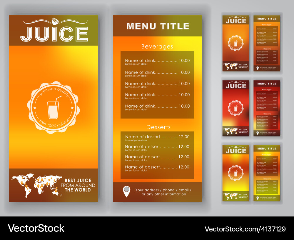 Fresh Juice Menu Concept Royalty Free Vector Image