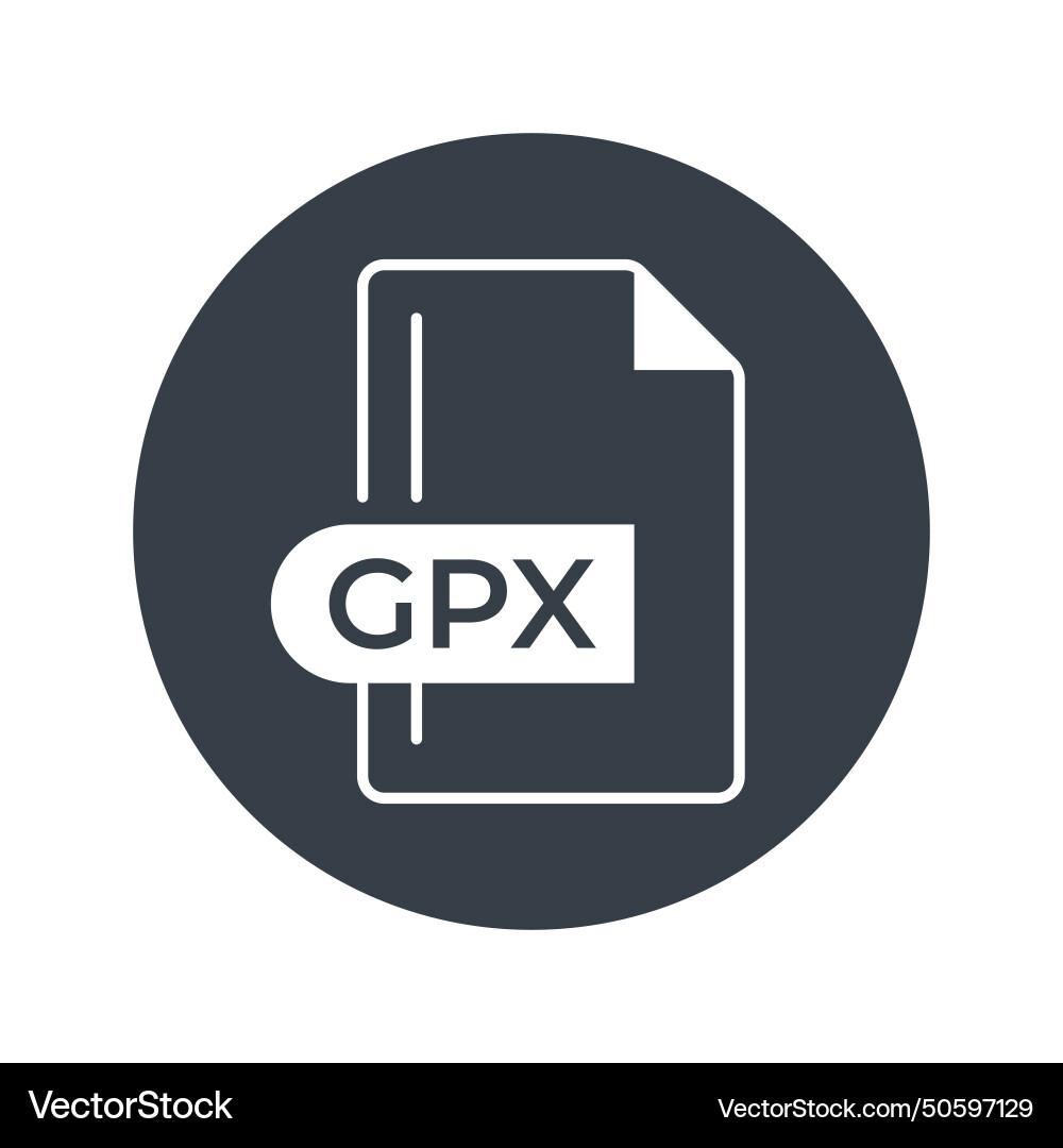 Gpx file format icon extension filled Royalty Free Vector