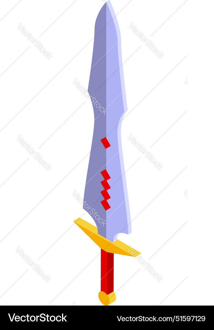 Large sharp fantasy sword pointing up with red Vector Image